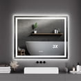 40"x 32" Led Bathroom Mirror with Front and Backlit, Stepless Dimmabl ...