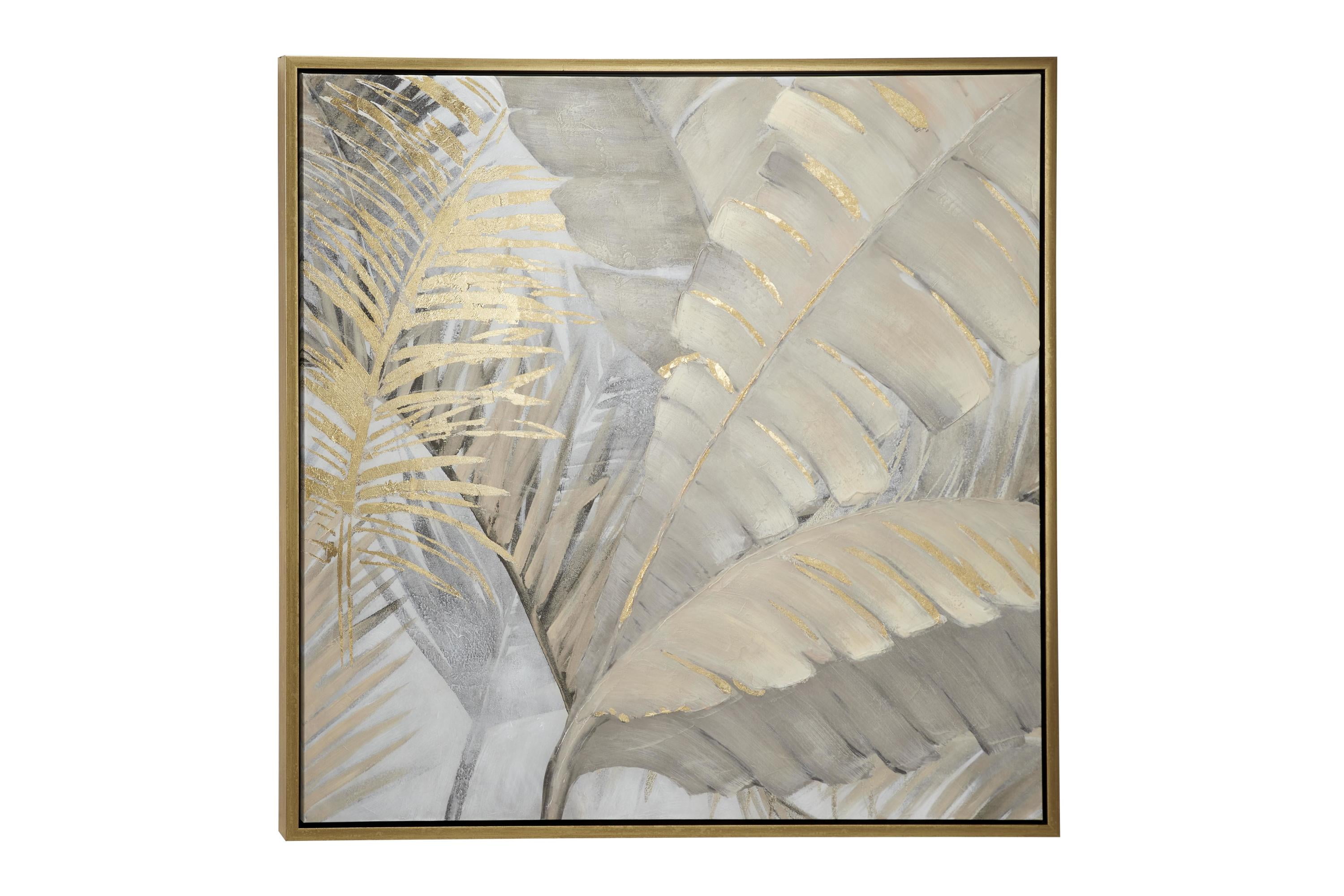40" x 40" Palm Leaf Framed Wall Art with Gold Frame, by CosmoLiving by ...