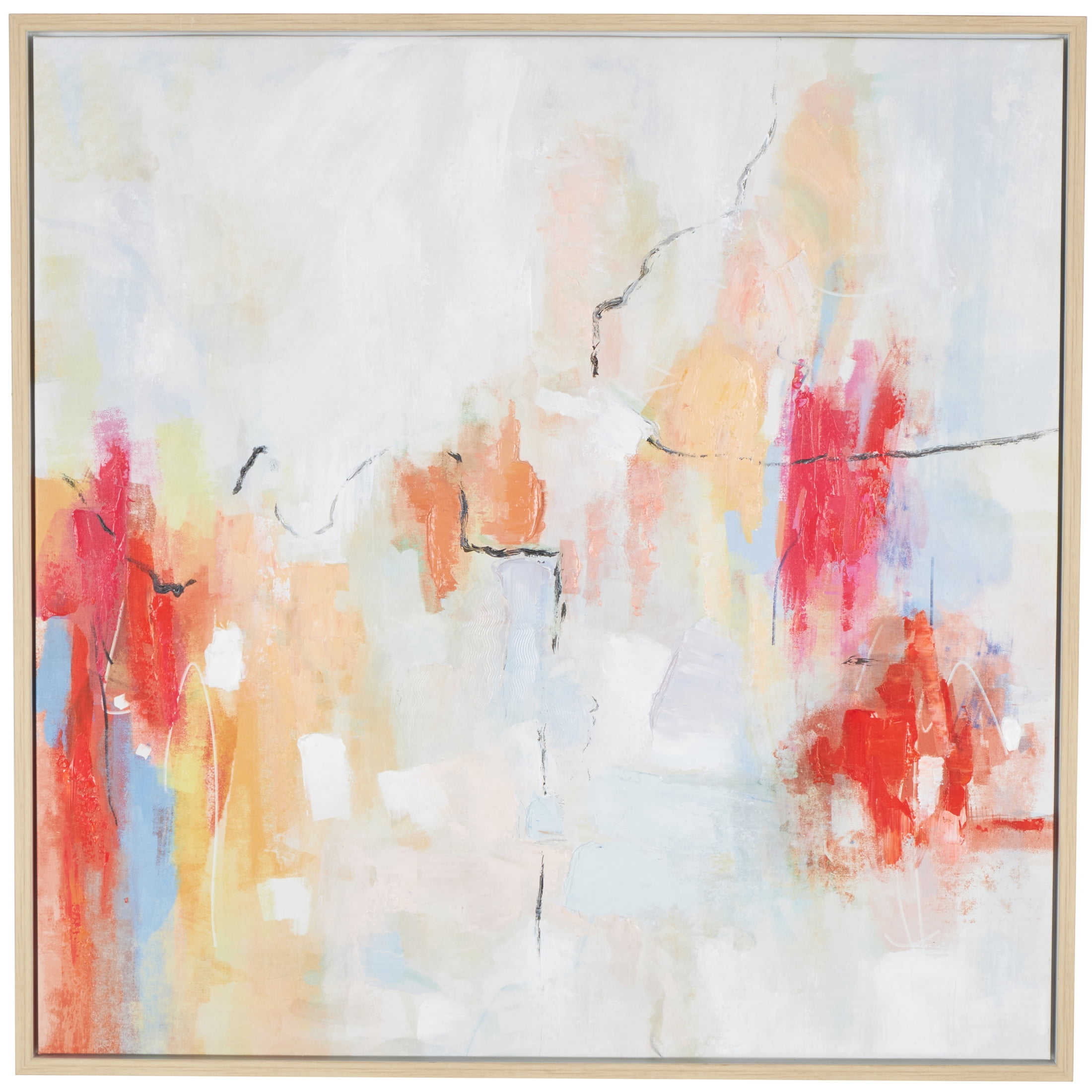 40" x 40" Watercolor Blotch Abstract Framed Wall Art with Light Brown ...