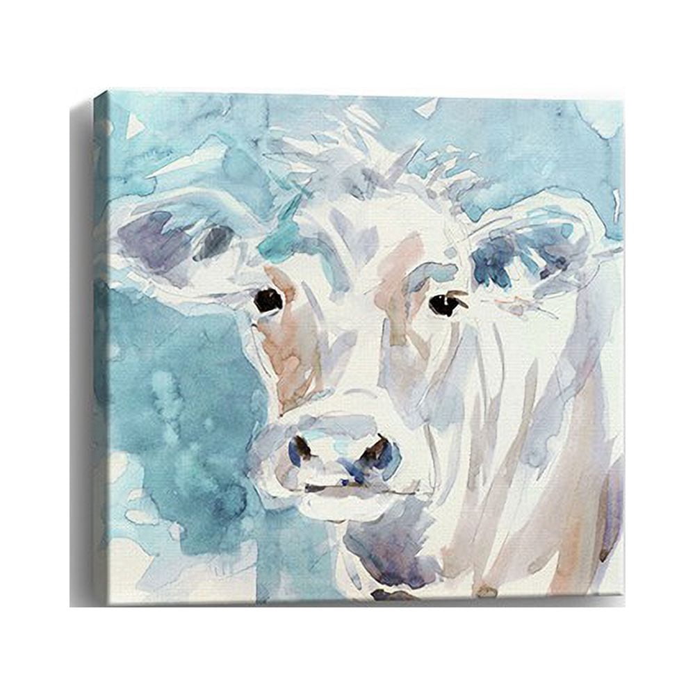 40" x 40" Watercolor Soft Pastel Cow Canvas Wall Art - Walmart.com