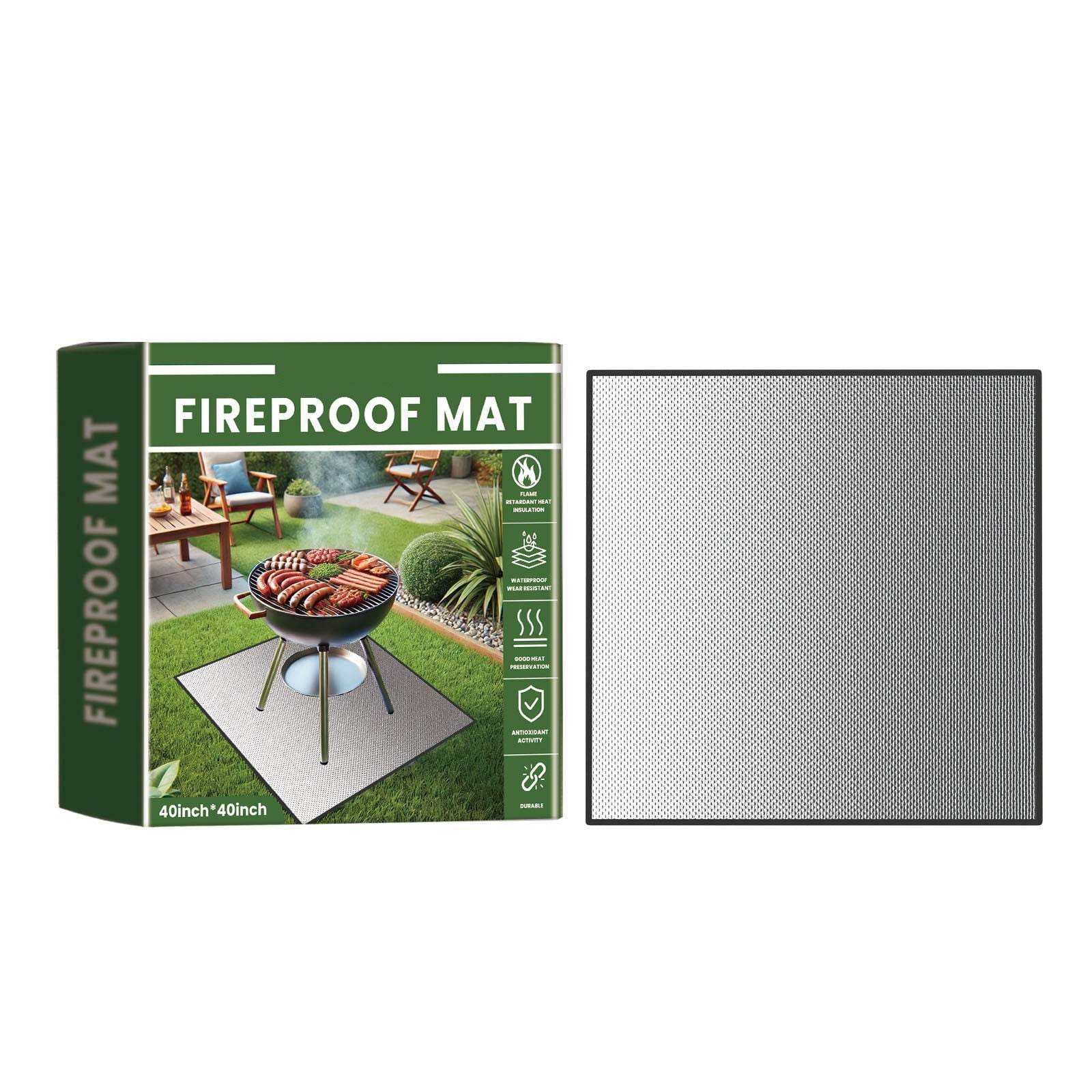 40 x 40 inches Square Fire Pit Mat,4-Layer Fireproof Under Grill Mat ...