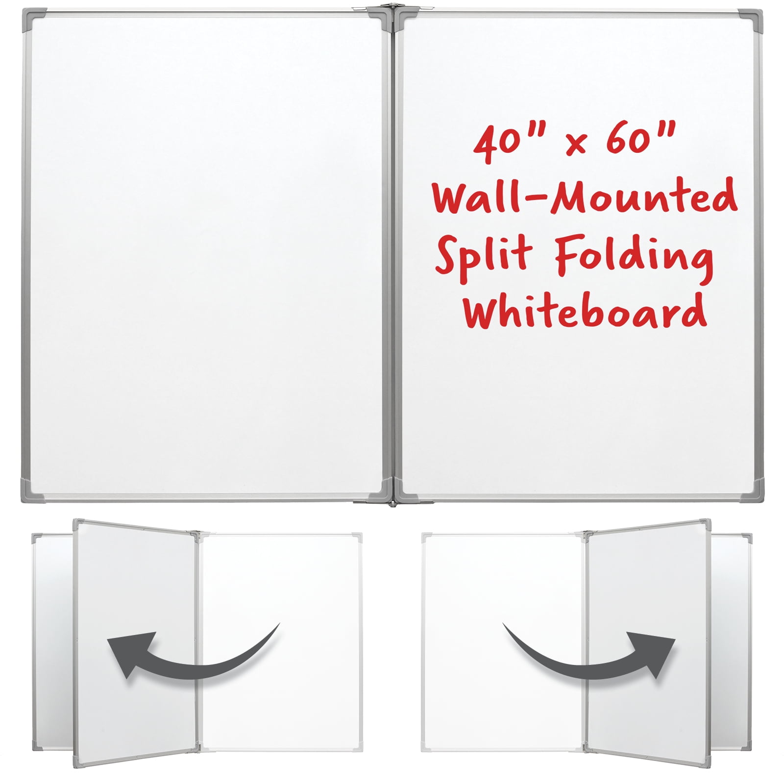 40" x 60" Wall Mounted Split Folding Whiteboard - Walmart.com