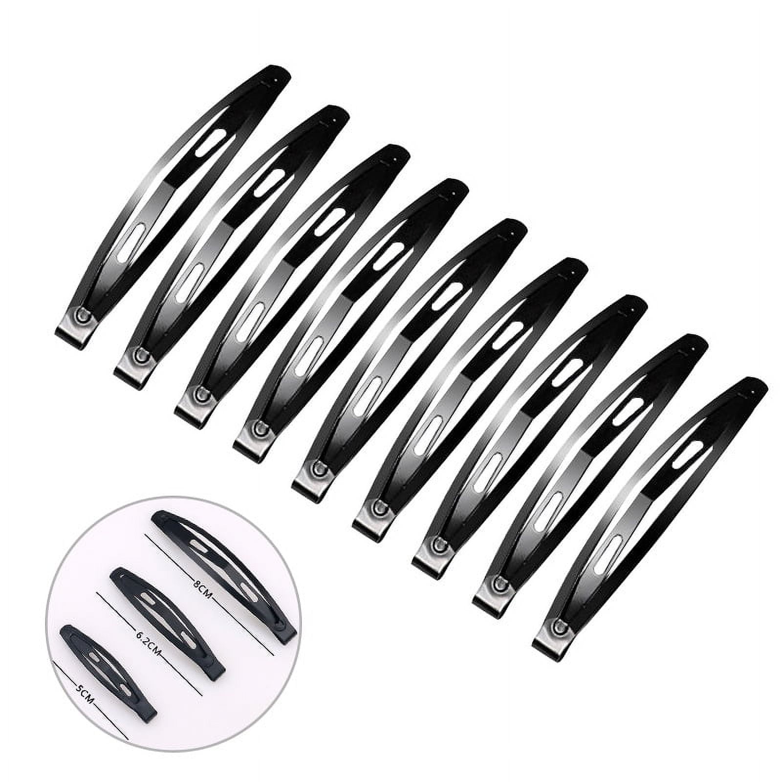40 x Black Metal Press Button Hair Clips Pea Clips Elegant Black BB ...