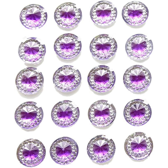 40 Self-Adhesive Purple Round Diamante Rhinestones, Sticky Diamonds ...