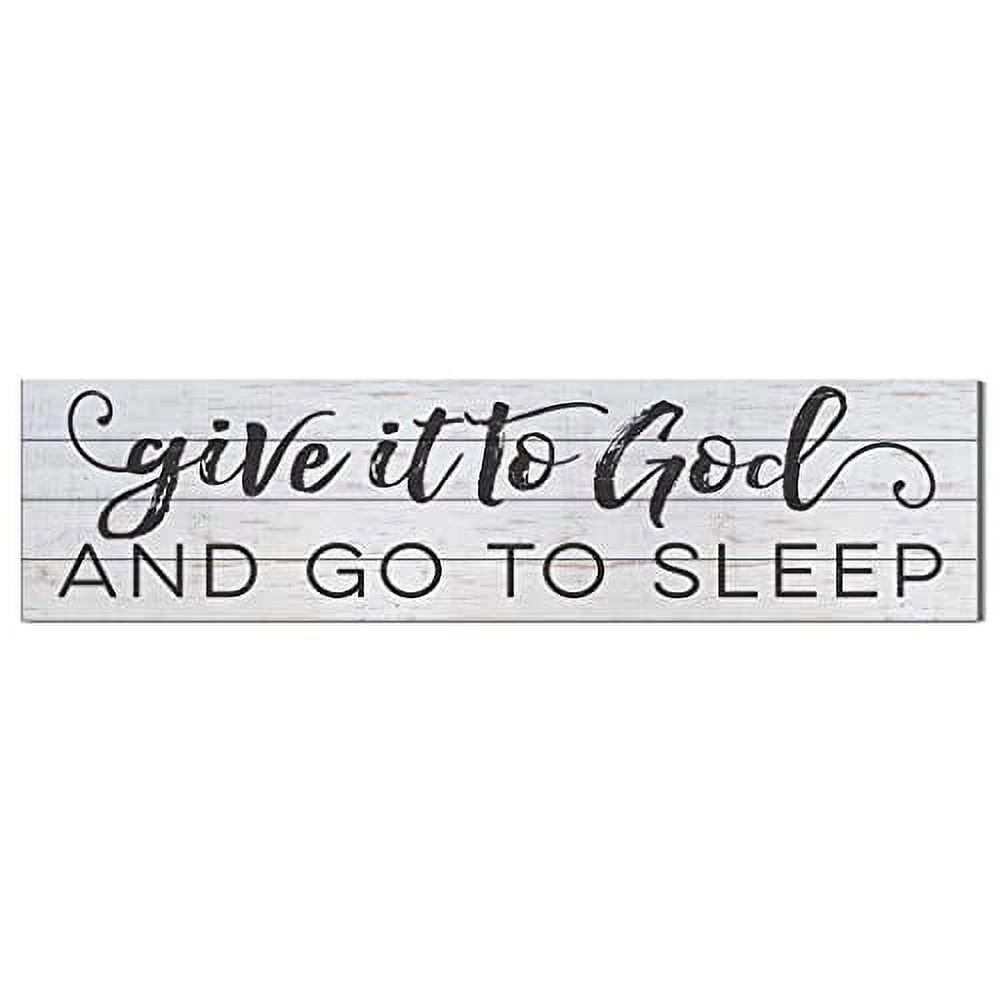 40"x10" Whitewash/Black Give It to God Go to Sleep Slat Sign, Multi ...