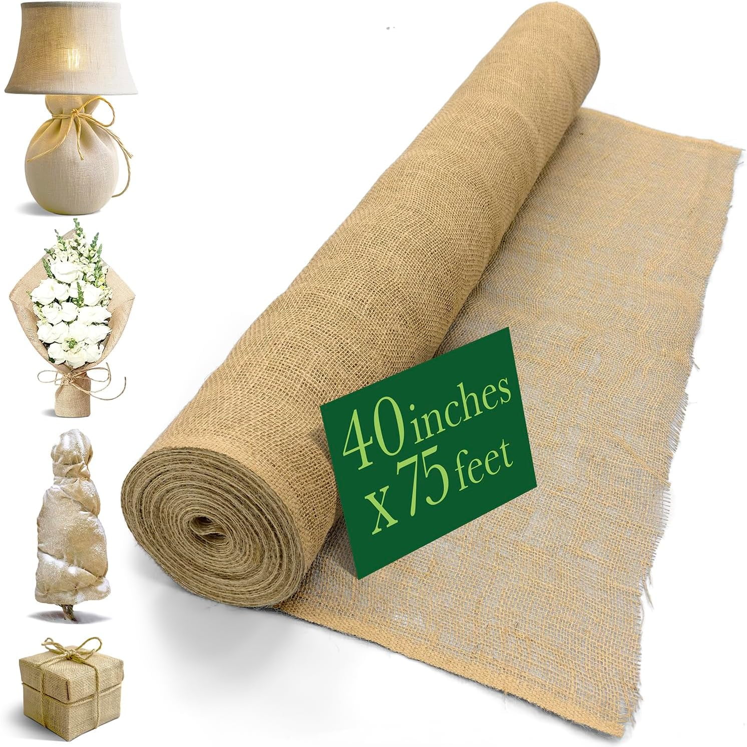 40" x15 Feet Gardening Burlap Roll - Multipurpose Natural Burlap Fabric ...