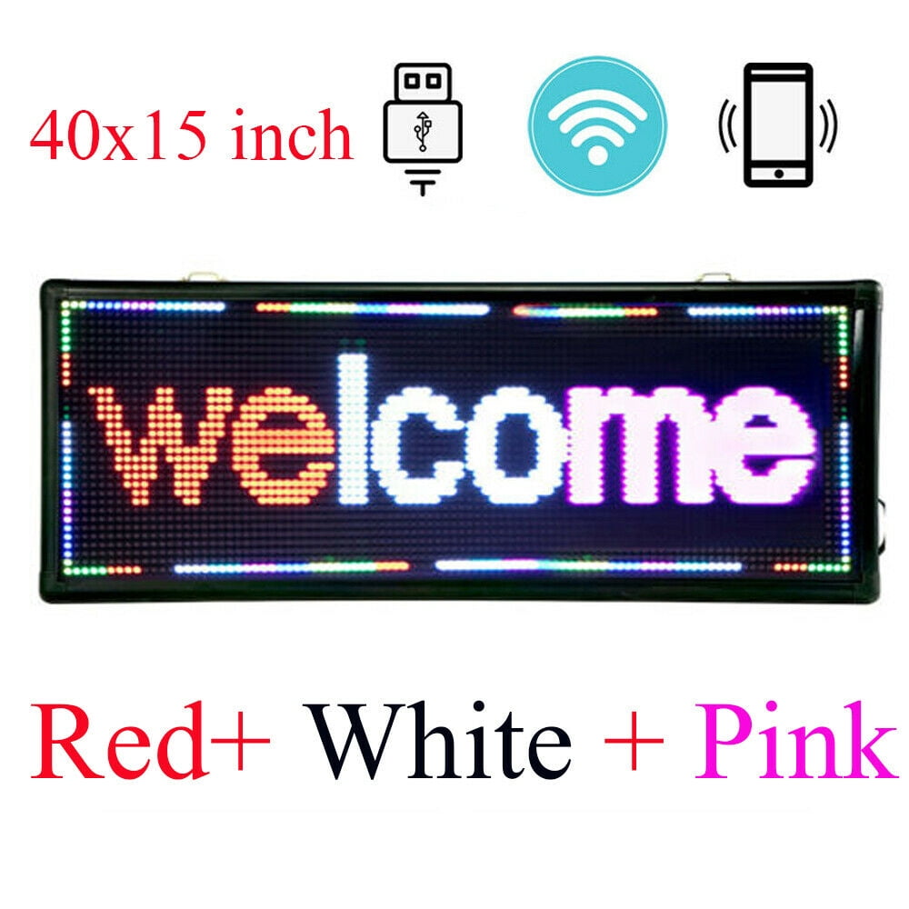 40"x15" Hanging Led Scrolling Sign Programmable Advertising Board ...
