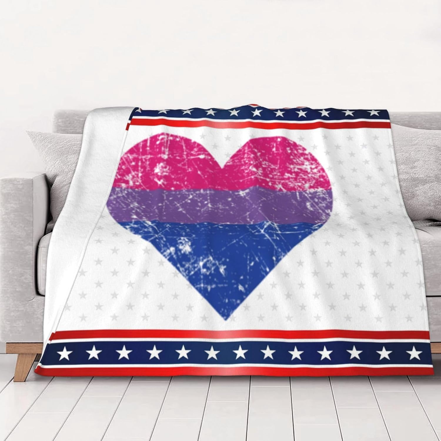 40"x30" Bisexual Heart Cute LGBTQ Pride Month Gift Blanket Fluffy Soft ...