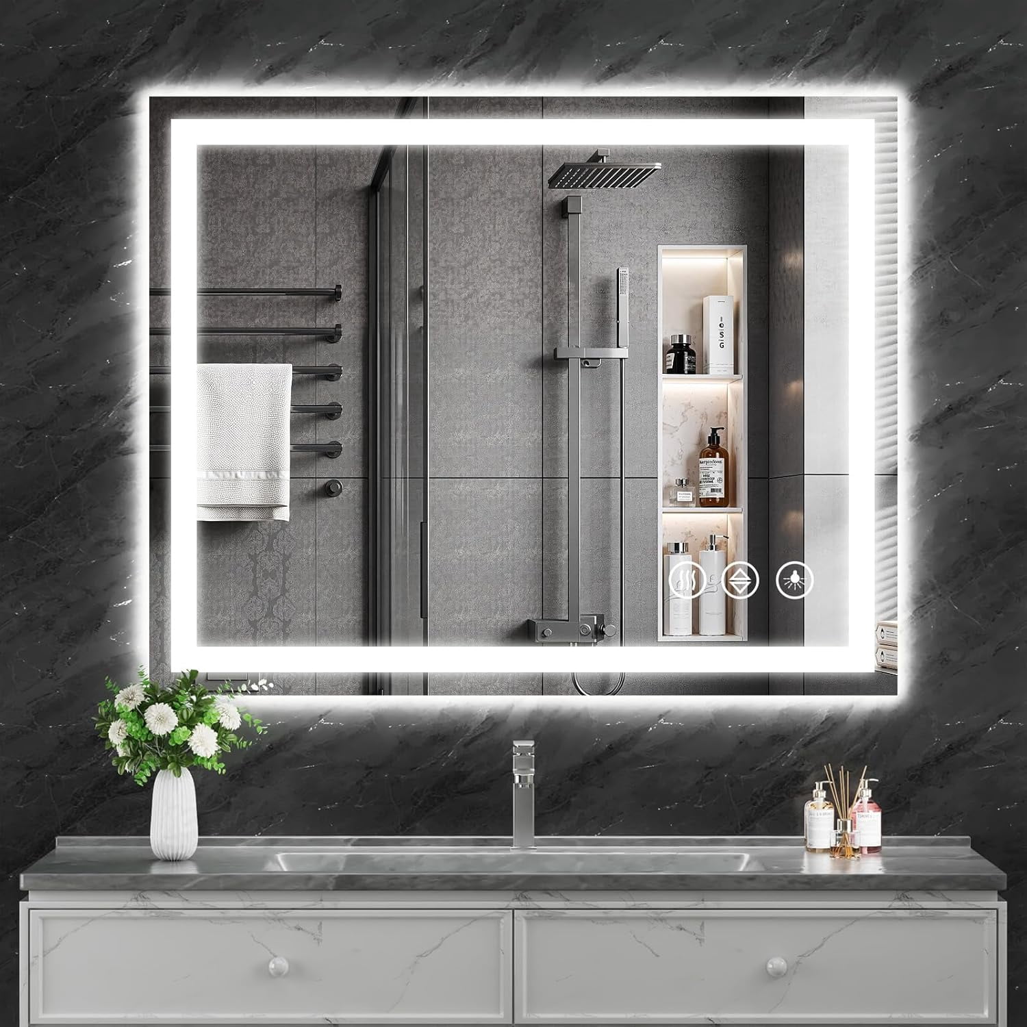 40"x30" LED Mirror for Bathroom, 90CRI Anti-Fog Vanity Mirror with ...