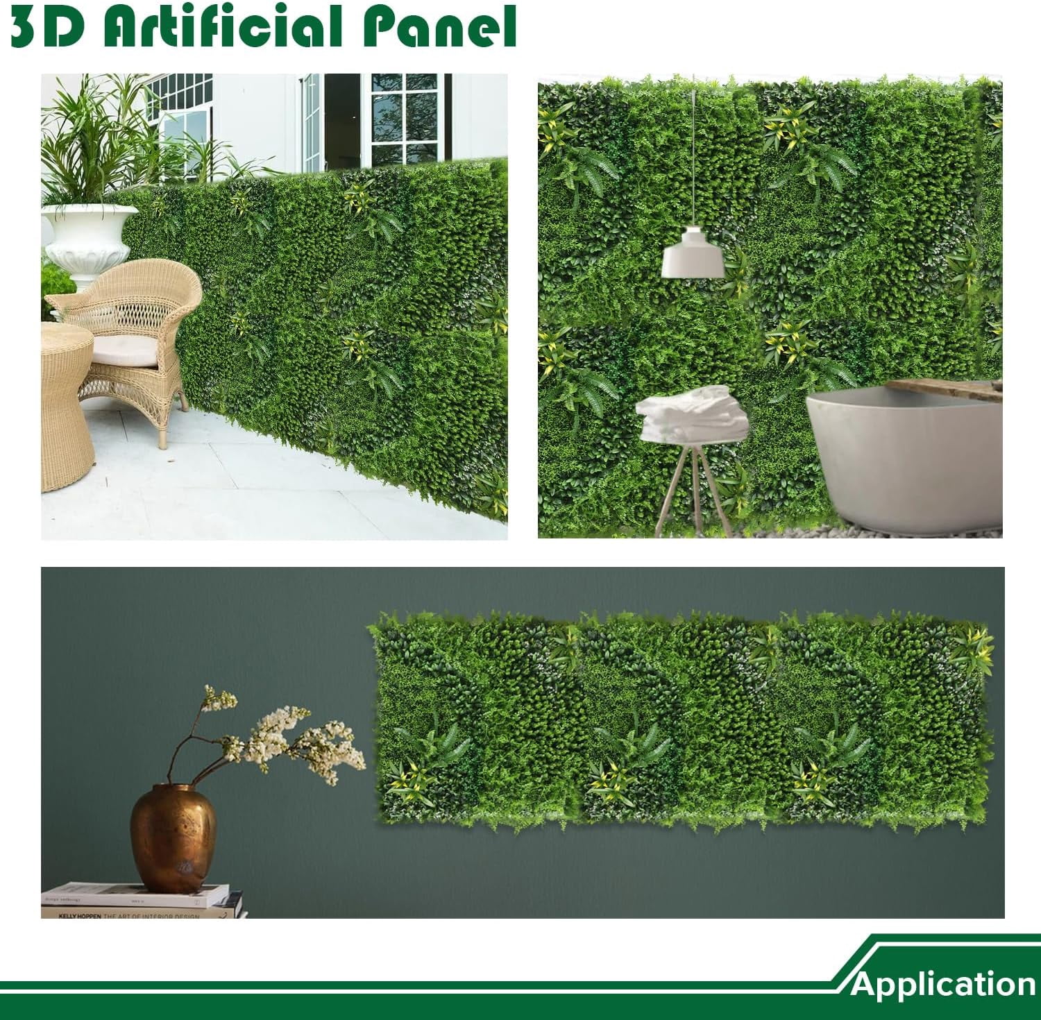 40"x40" Artificial Grass Wall Panels - 12 Packs Green Faux Boxwood ...