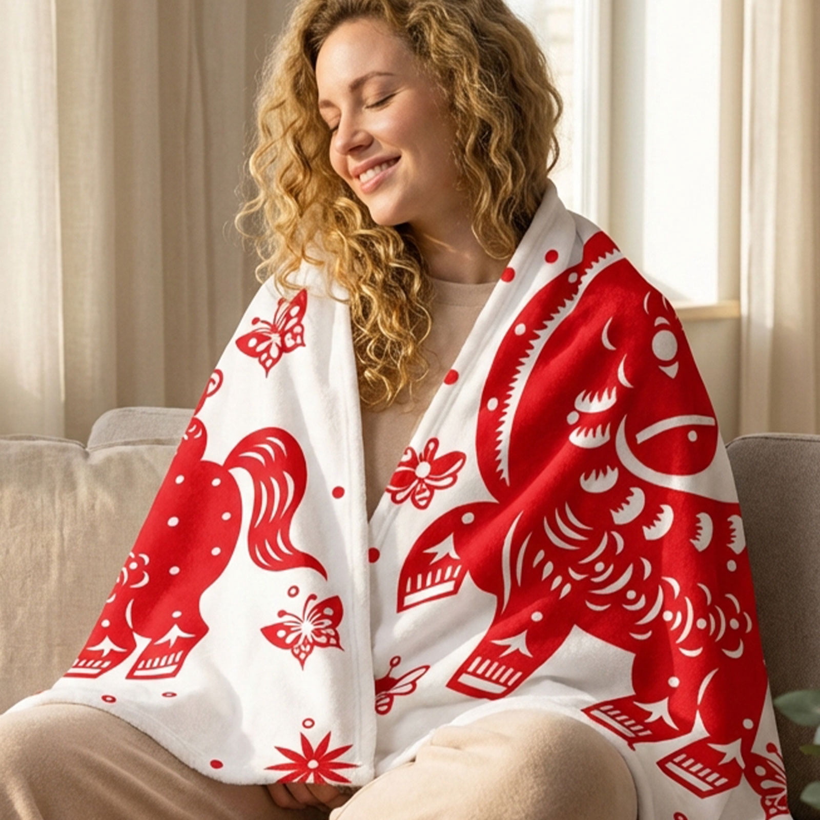 40"x60" Luxurious Flannel Year of The Horse Blanket 2026 – Soft Warm ...