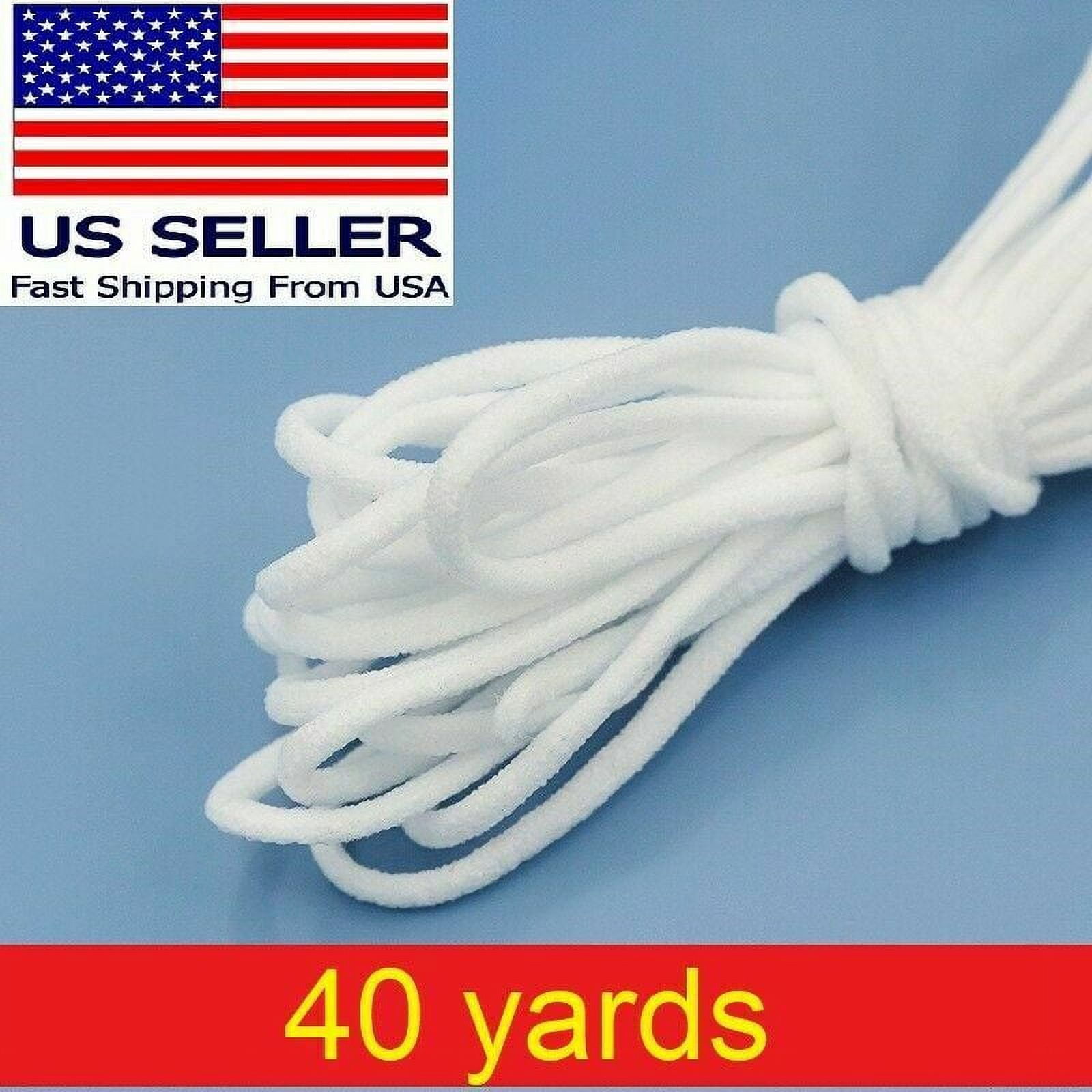 40 yards 3mm 1/8 Inch Round Elastic White Band Rope Cord String Ear ...