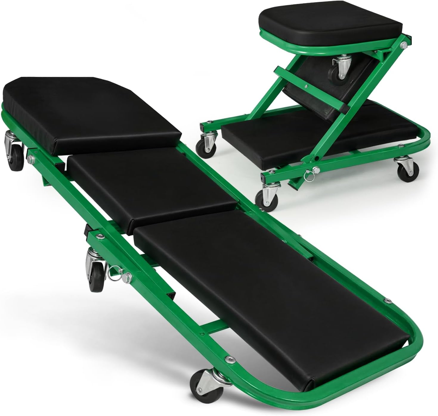40" Z-Creeper Seat, Foldable Rolling Mechanic Creeper & Garage Chair ...