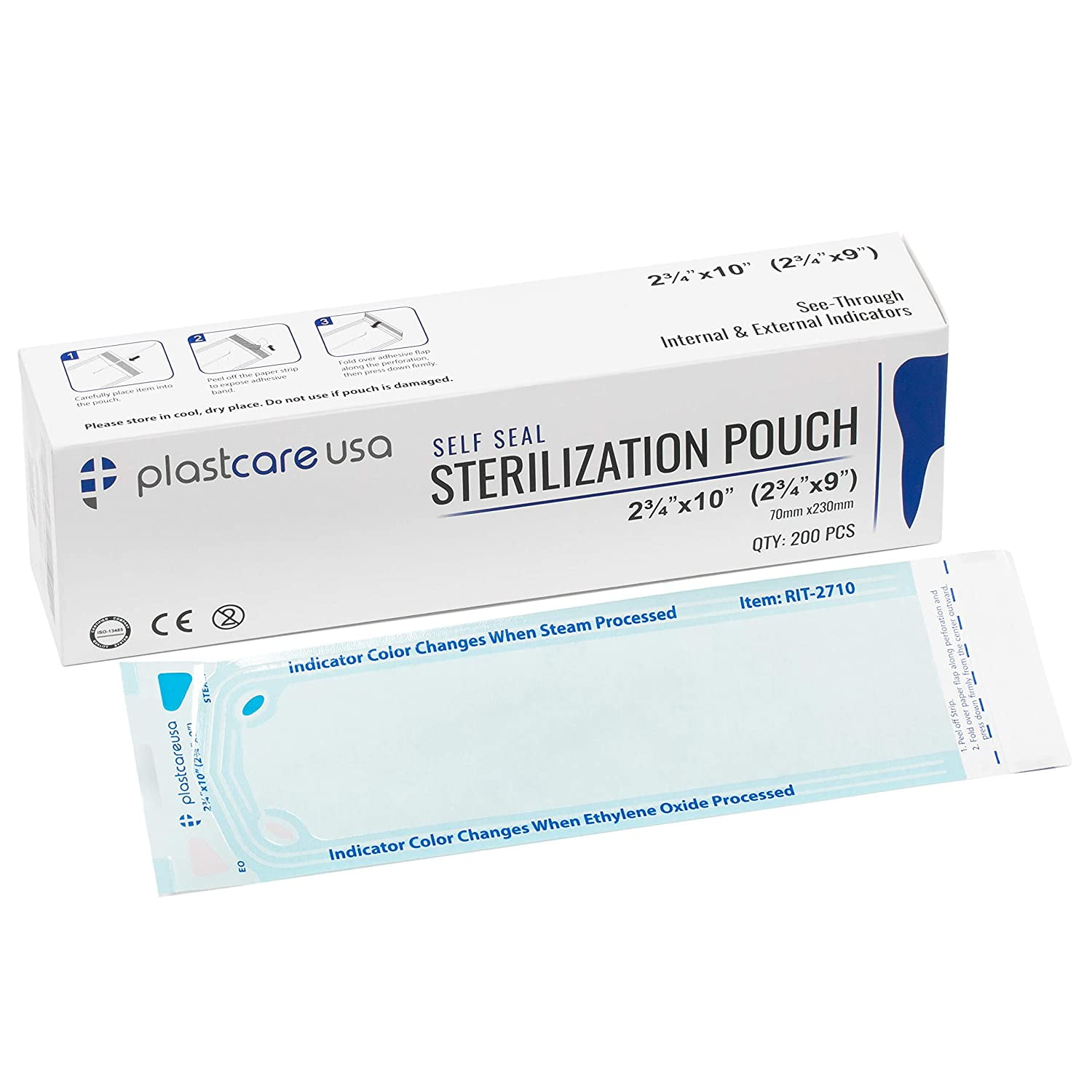 400 2.75 x 9 Inch Self Sealing Sterilization Autoclave Pouch Bags with ...