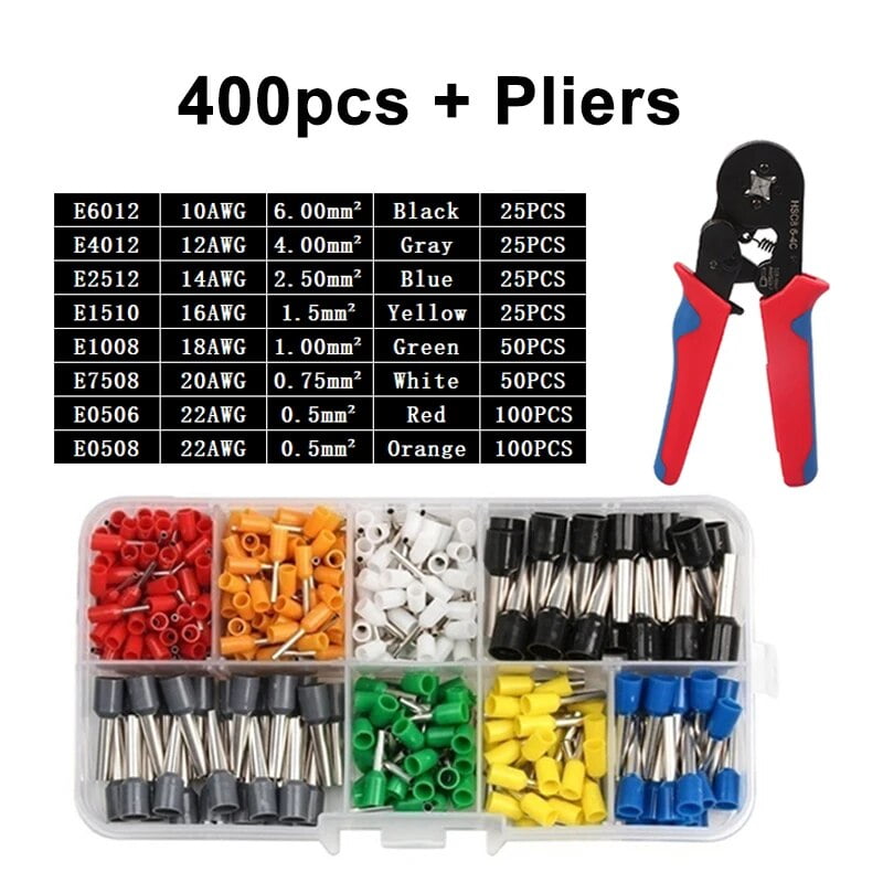 400-2120PCS Electrical Tube Insulated Terminal VE Tubular Crimp ...