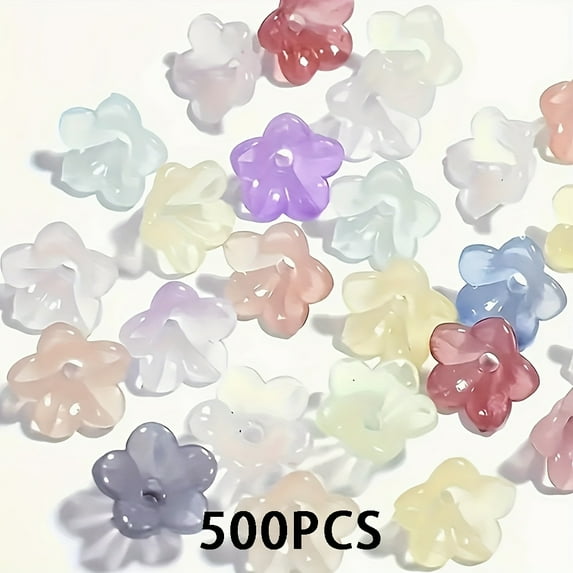 400/500/1000pcs Mixed Random Gradient Color Flower Acrylic Beads ...