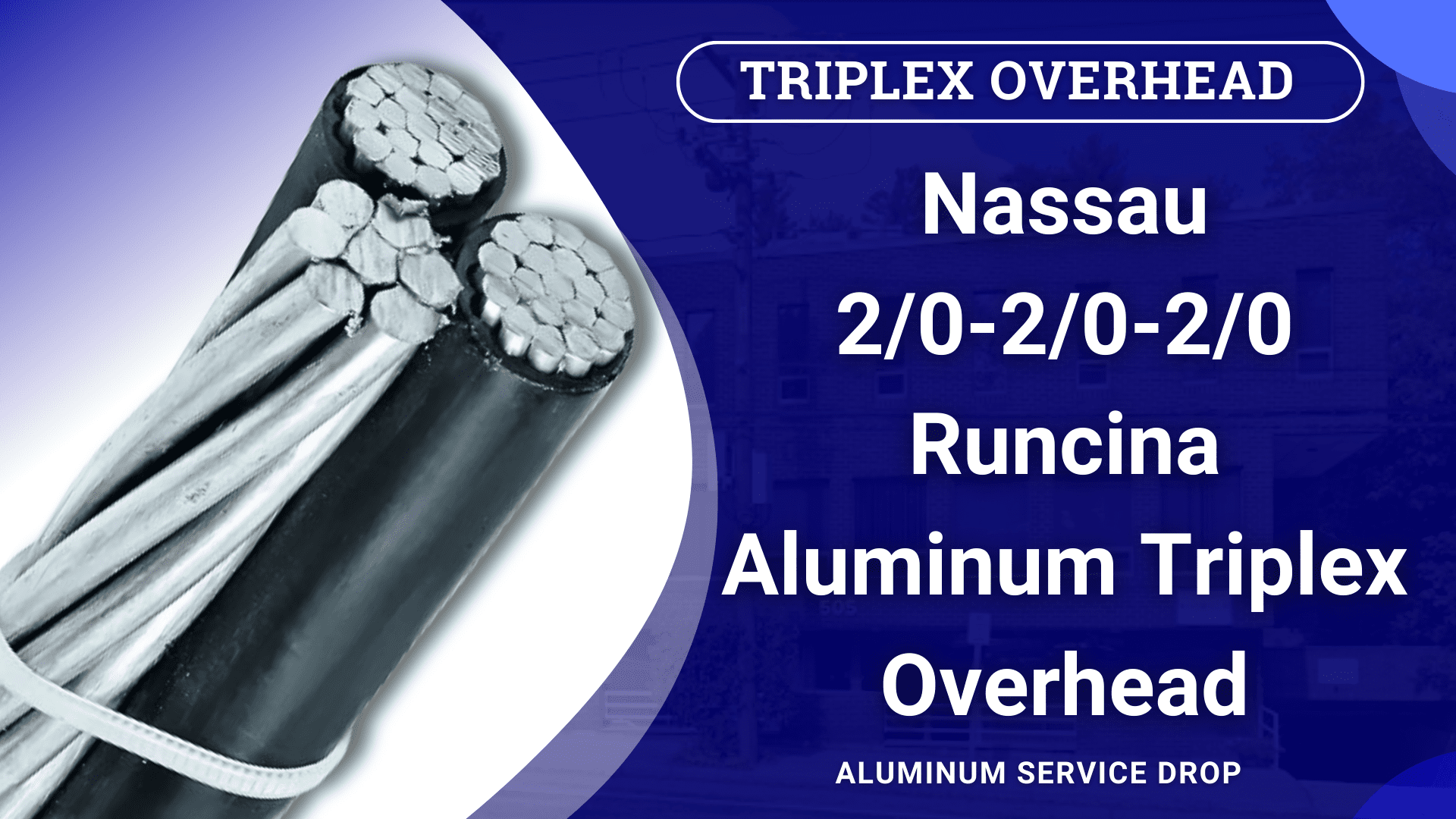 400' Aluminum Runcina 2/0-2/0-2/0 Triplex Overhead Service Drop Cable ...