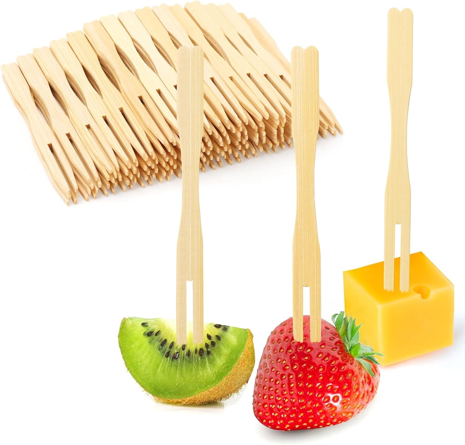 400 Bamboo Appetizer Forks, 3.5 Inch Mini Bamboo Forks for Charcuterie ...