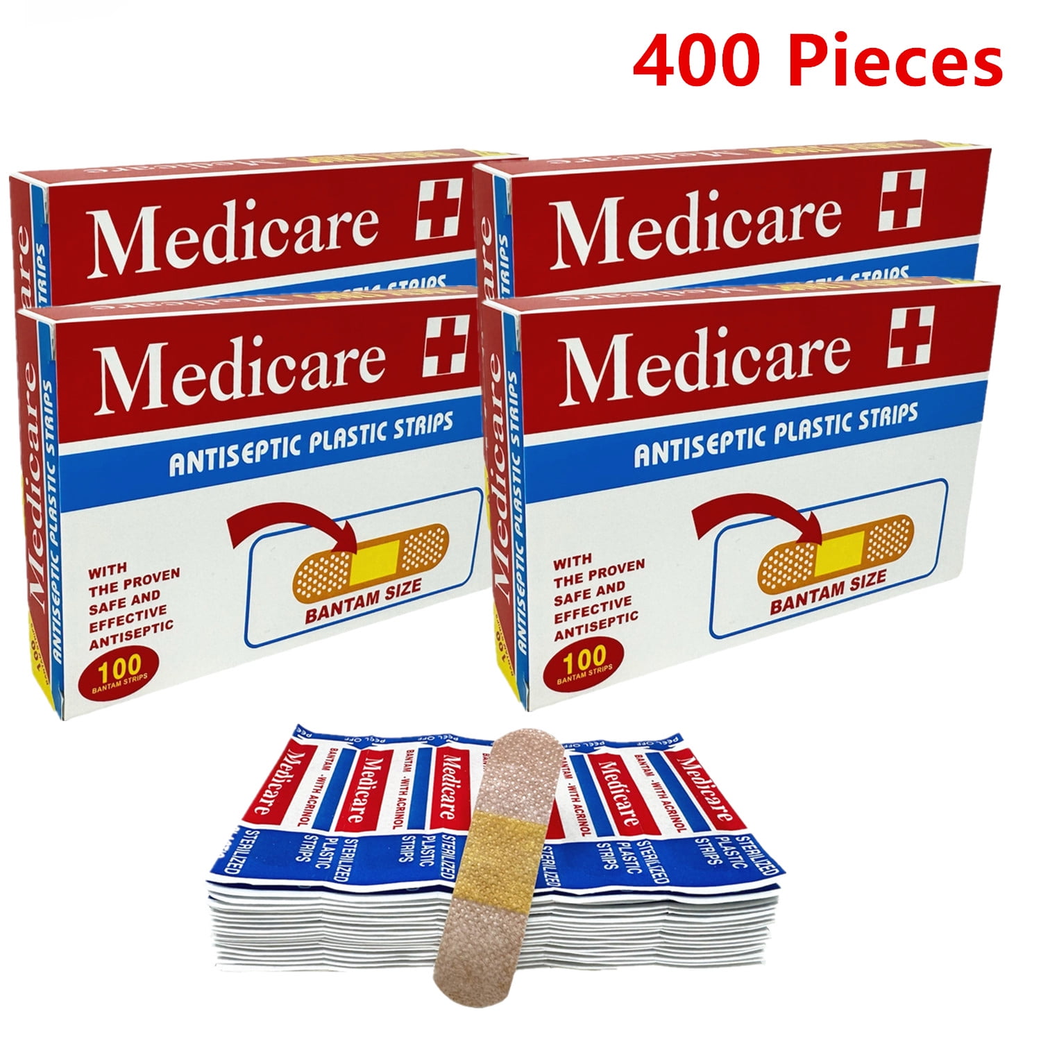 400 Band Aids Adhesive Bandages 15x70mm Flexible Fabric Band Aid Strips ...