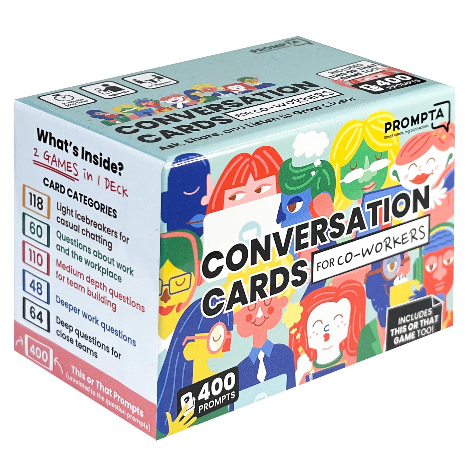 400 Conversation Cards for Coworkers - Fun Icebreaker Teambuilding Game ...