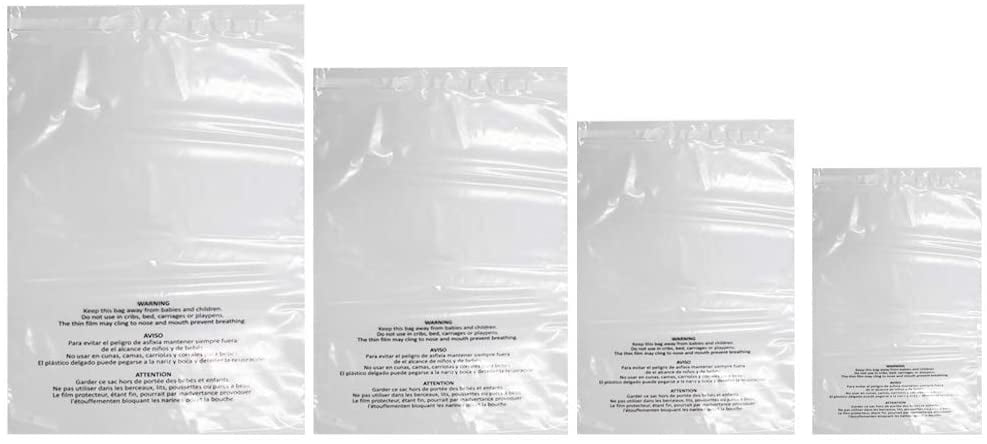 400 Count Combo Pack Warning Bags 6x9, 8x10, 9x12, 11x14 Inch Self Seal ...