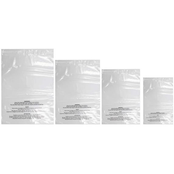 400 Count Combo Pack Warning Bags 6x9, 8x10, 9x12, 11x14 Inch Self Seal ...
