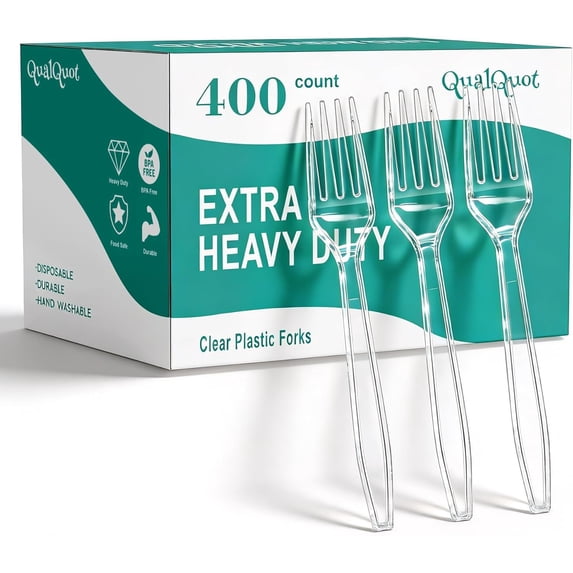 400 Count Heavy Duty Clear Plastic Forks, Solid and Durable Disposable ...
