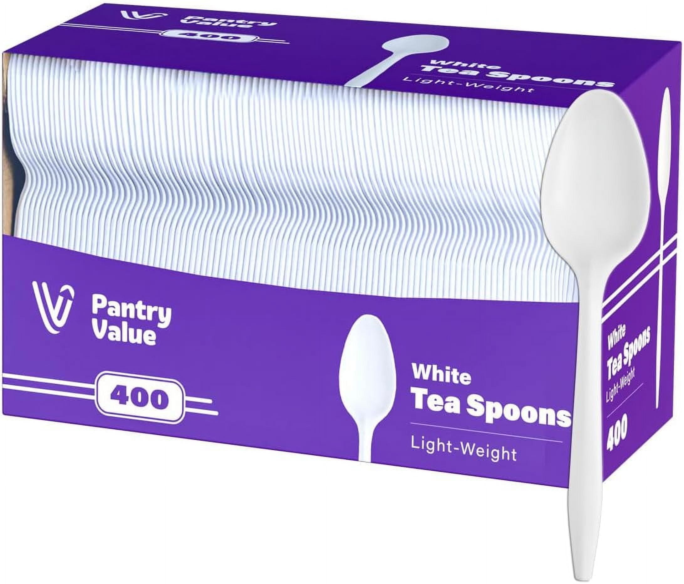 [400 Count] Lightweight White Plastic Tea Spoons - Disposable Cutlery ...