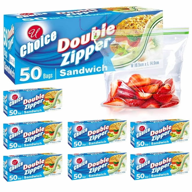 400 Ct Food Storage Bags Double Zipper Sandwich Snack Zip Seal Lock ...