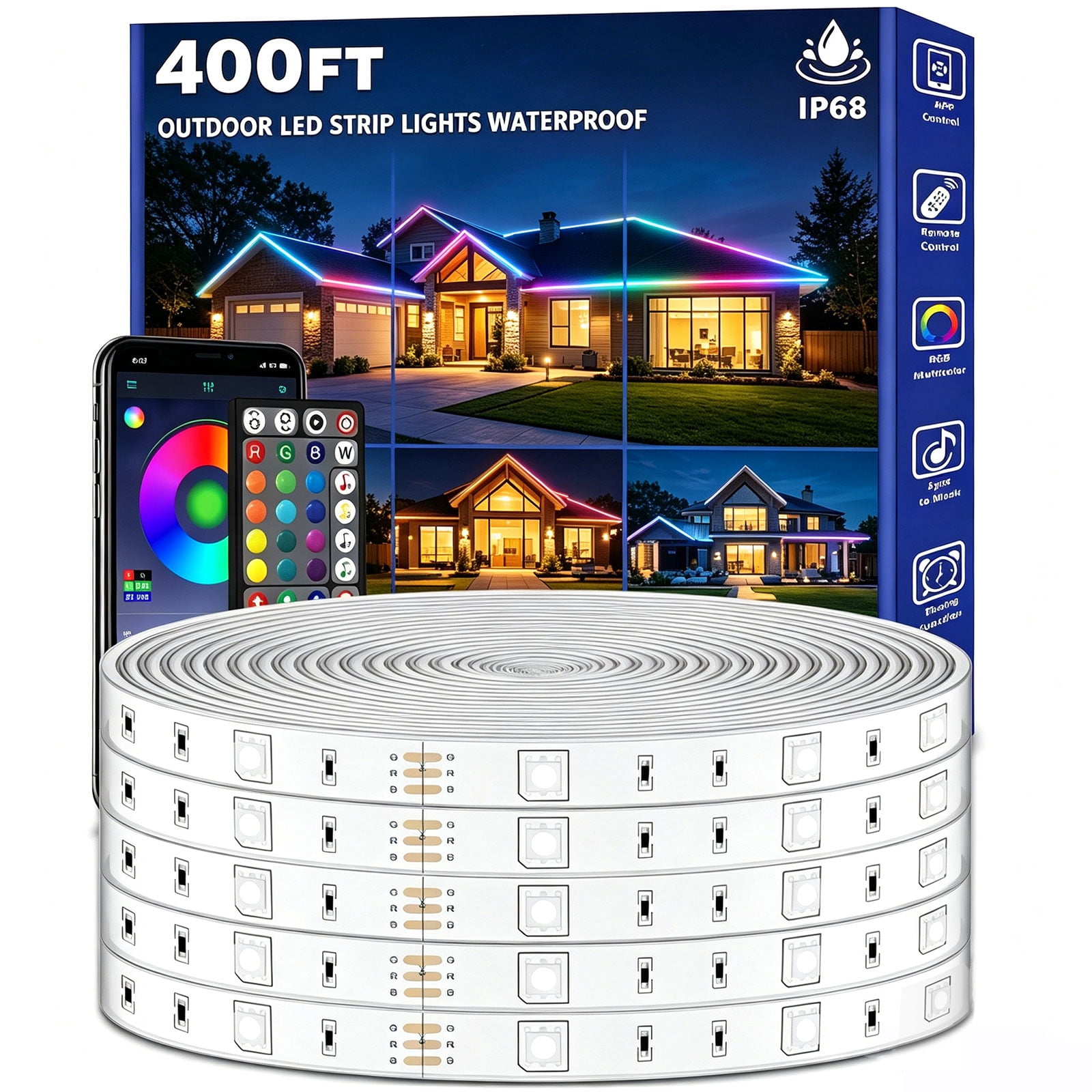 400 FT Outdoor Led Strip Lights Waterproof,Ip68 Outside Led Light Strip ...