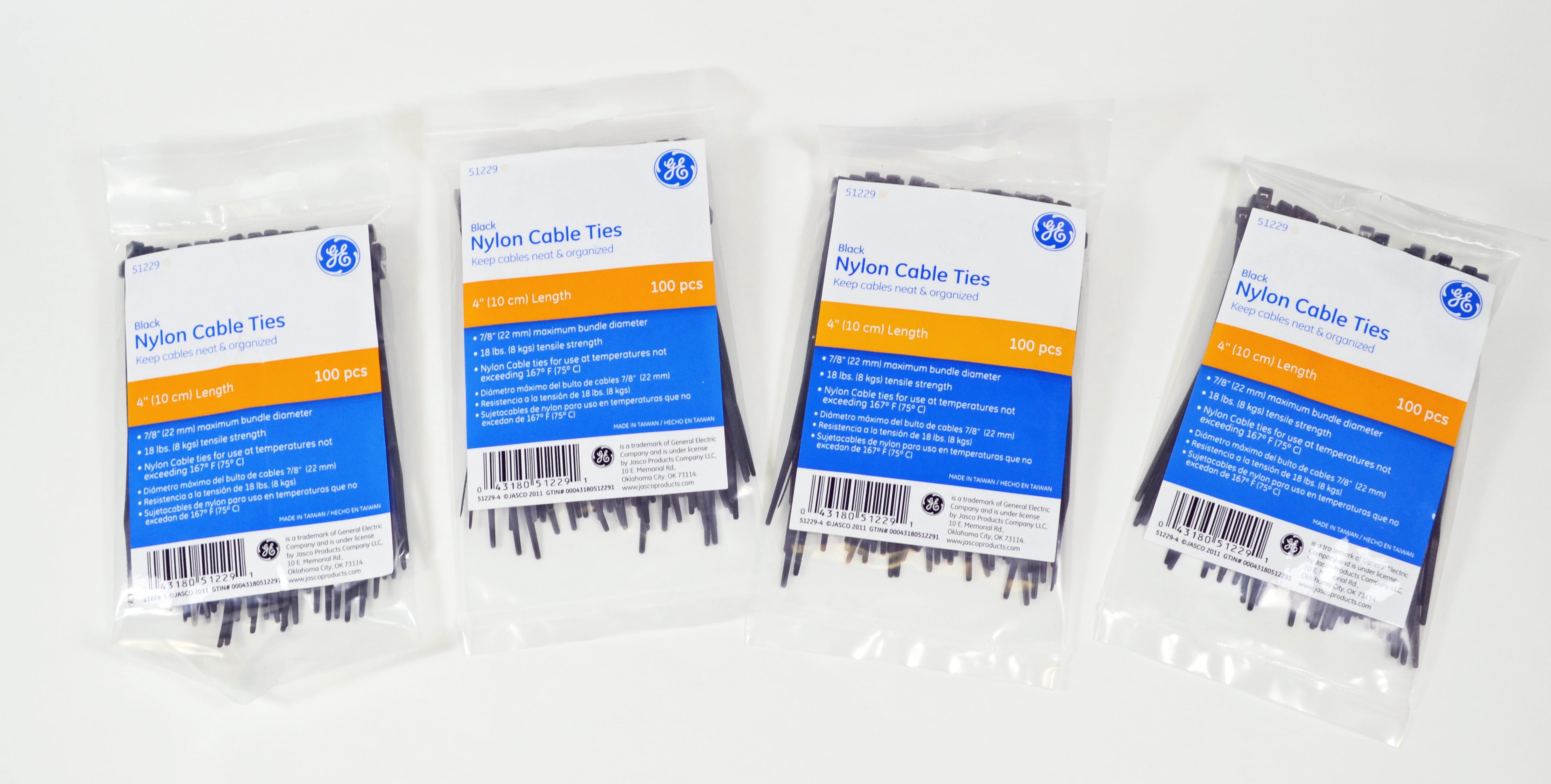 400 GE Black Cable Zip Ties 4" Zip Wire #51229 Multi Use Electronics ...