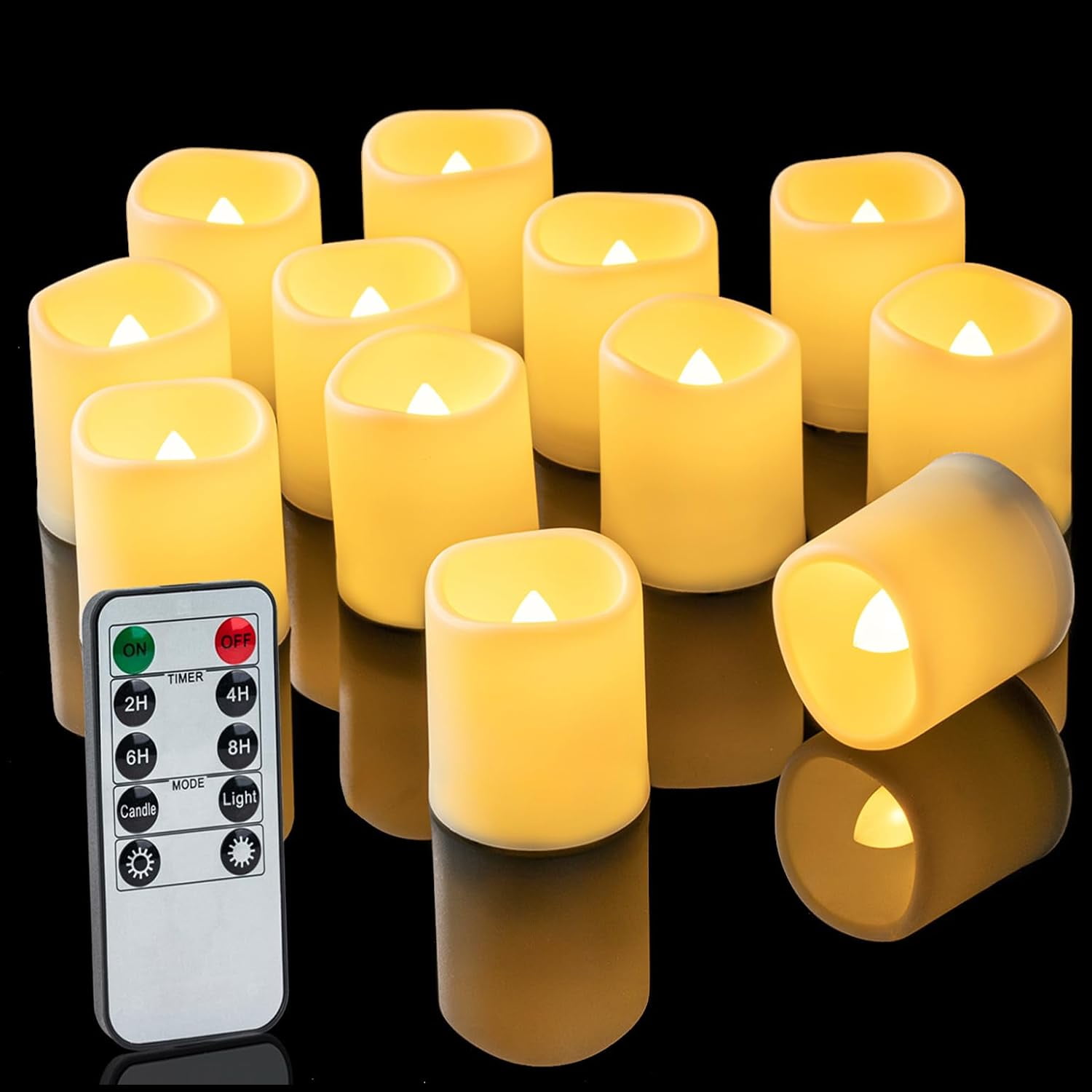 400+ Hour Remote Control Candles, 2/4/6/8H Timer LED Votive Candles ...