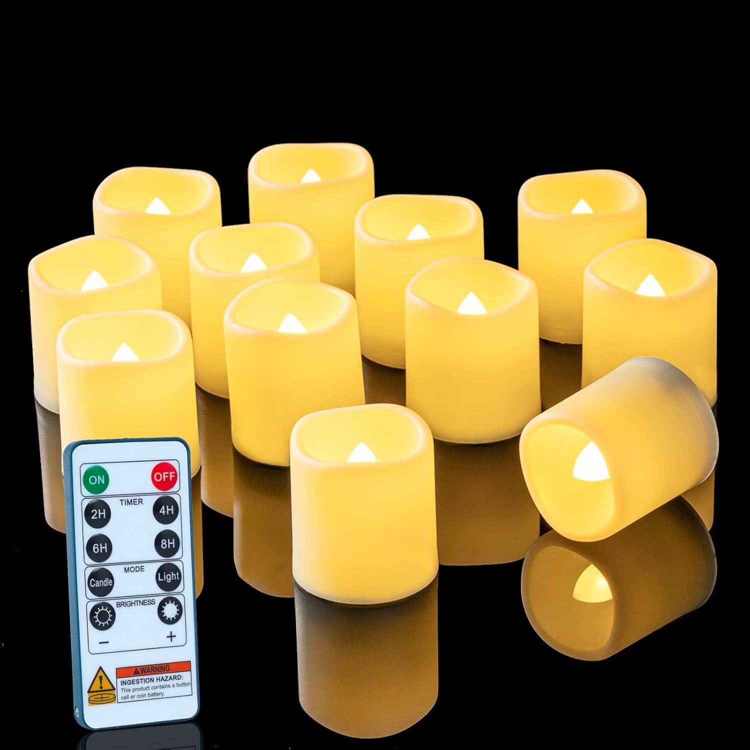 400+ Hour Remote Control Candles, 2/4/6/8H Timer LED Votive Candles ...