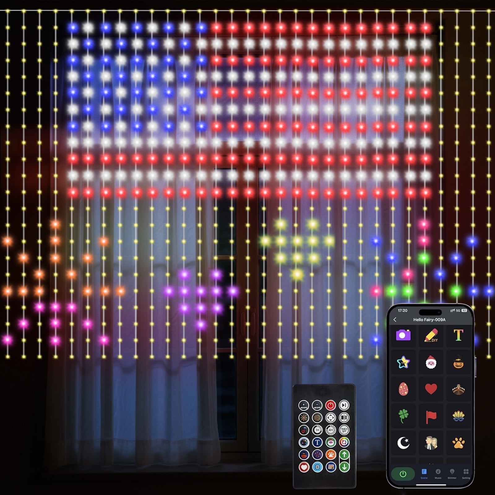 400 LED Smart Curtain Lights, 9.84ft x 9.84ft Dynamic Pattern DIY Fairy ...