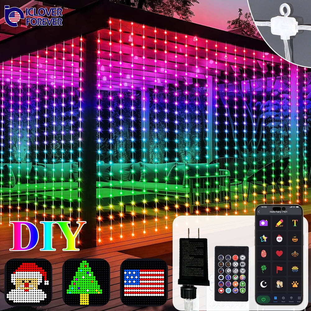 400 LED Smart Curtain Lights Color Changing DIY Hanging Fairy String ...