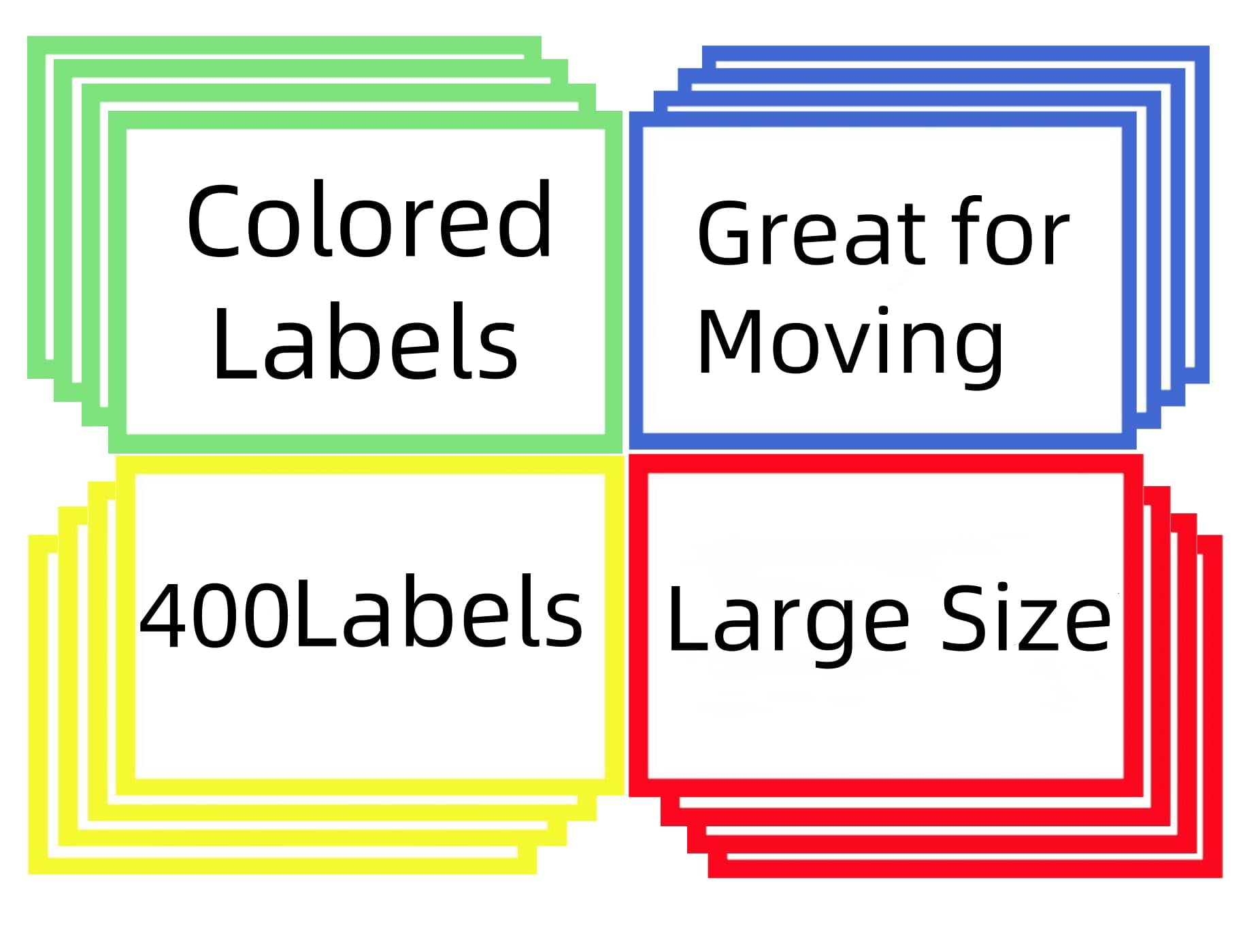 400 Large Moving Labels for Boxes Color-Coded Label Stickers Packing ...