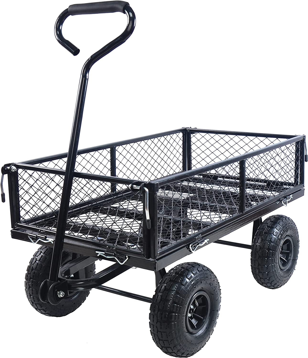 400 Lbs Capacity Mesh Steel Garden Cart Folding Utility Wagon with ...