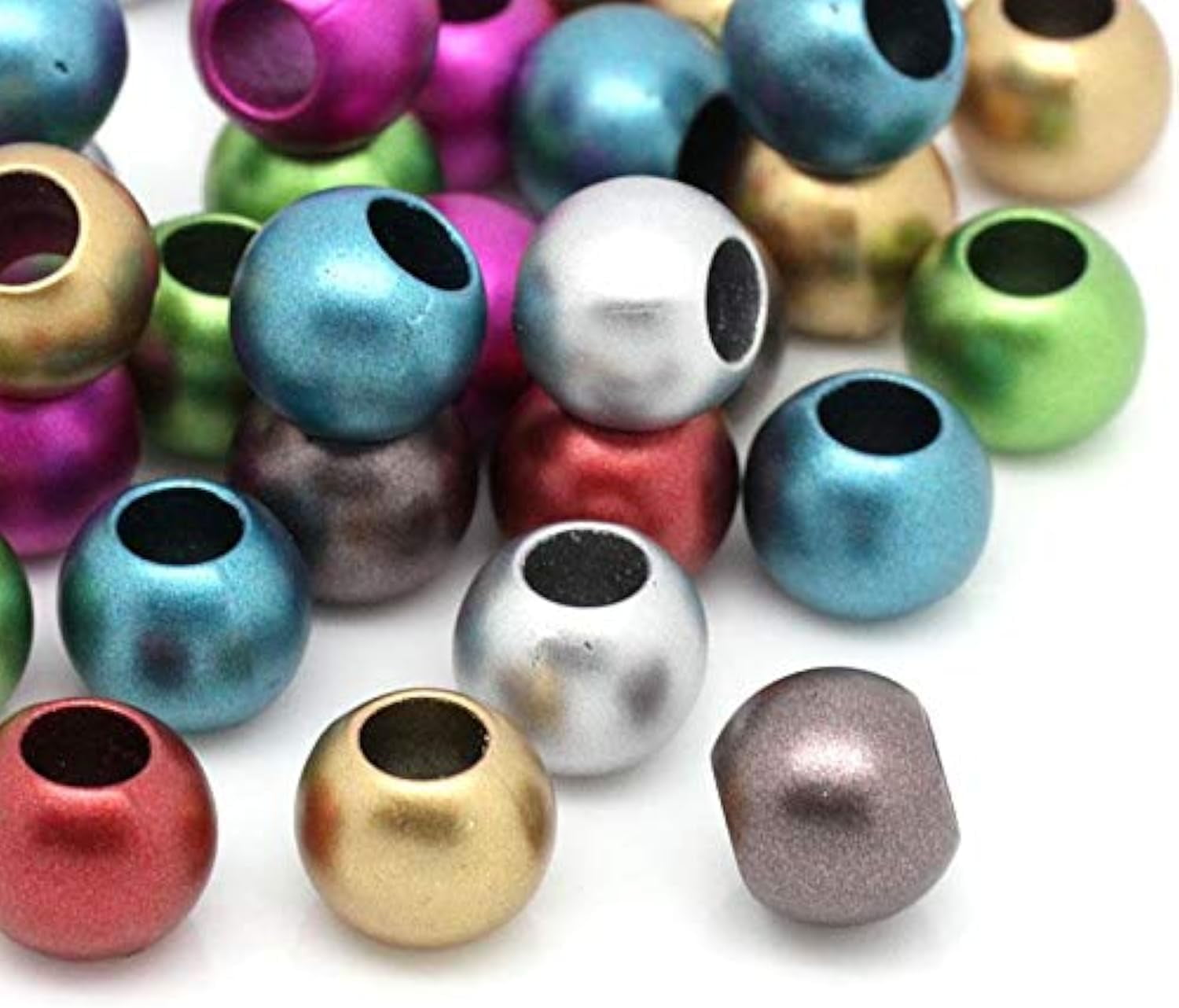 Craft Making Shop, 400 Multicolor Matte Metallic Acrylic Round Beads ...