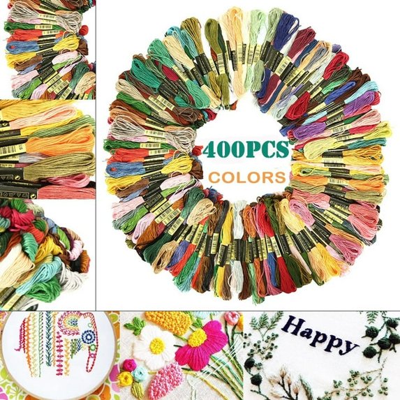 400 PCS Cotton DMC Cross Floss Stitch Thread Embroidery Sewing Skeins ...
