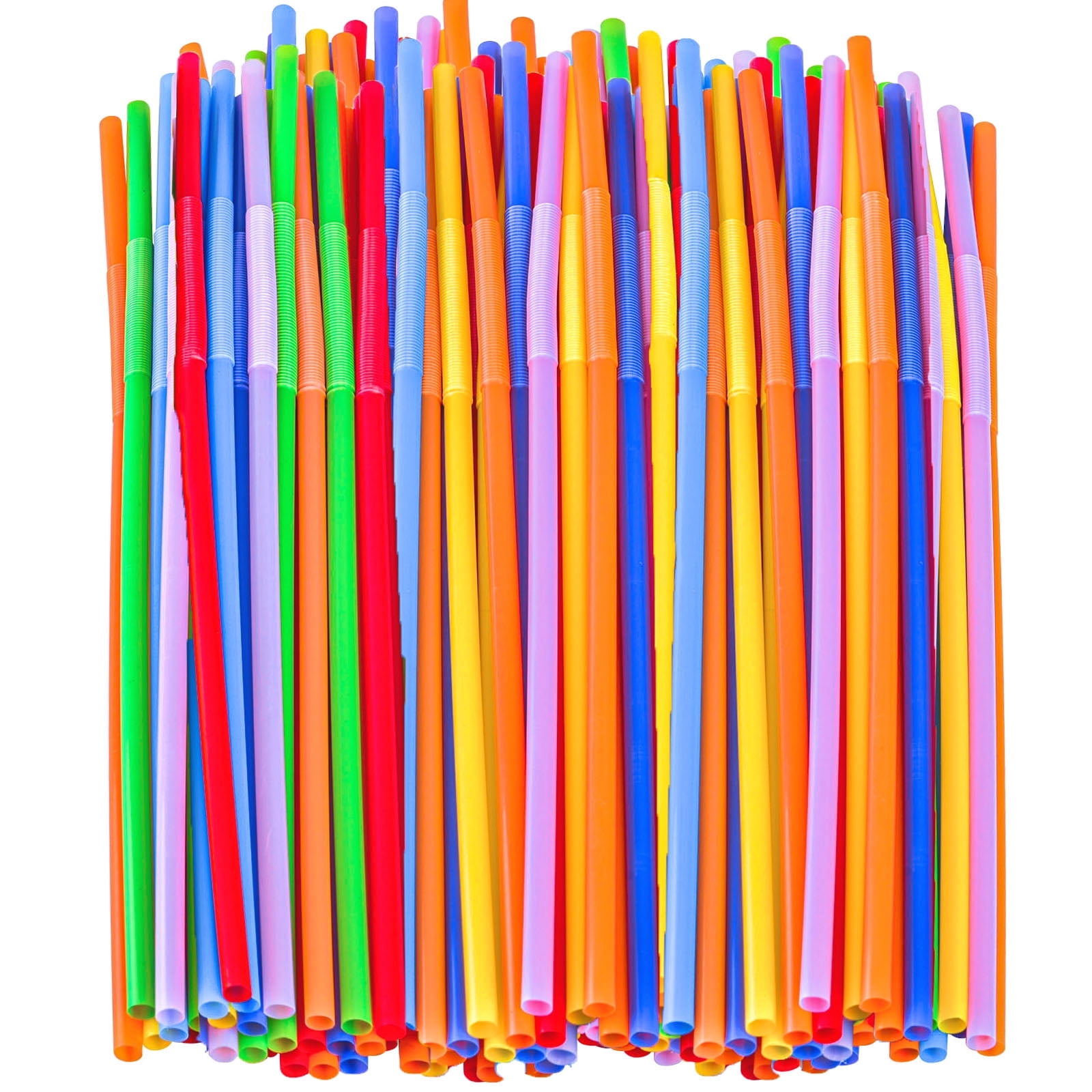 400 PCS Flexible Plastic Straws, Colorful Disposable Bendy Party Fancy ...
