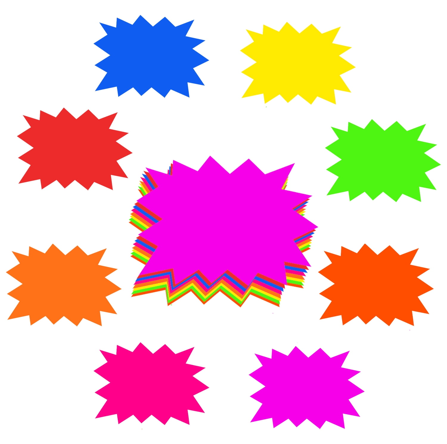 400 PCS Starburst Sign Star 8 Bright Color Burst Attractive Fluorescent ...