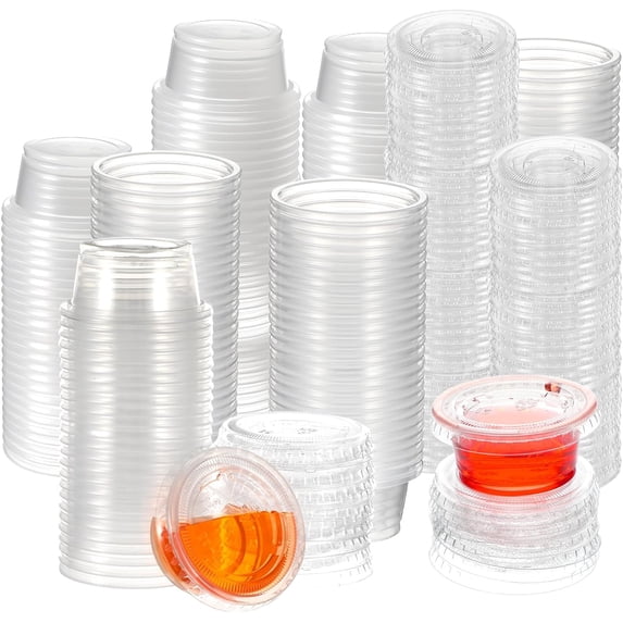 400 Pack 0.5 Oz Disposable Plastic Portion Cups with Lids, Small Jello ...