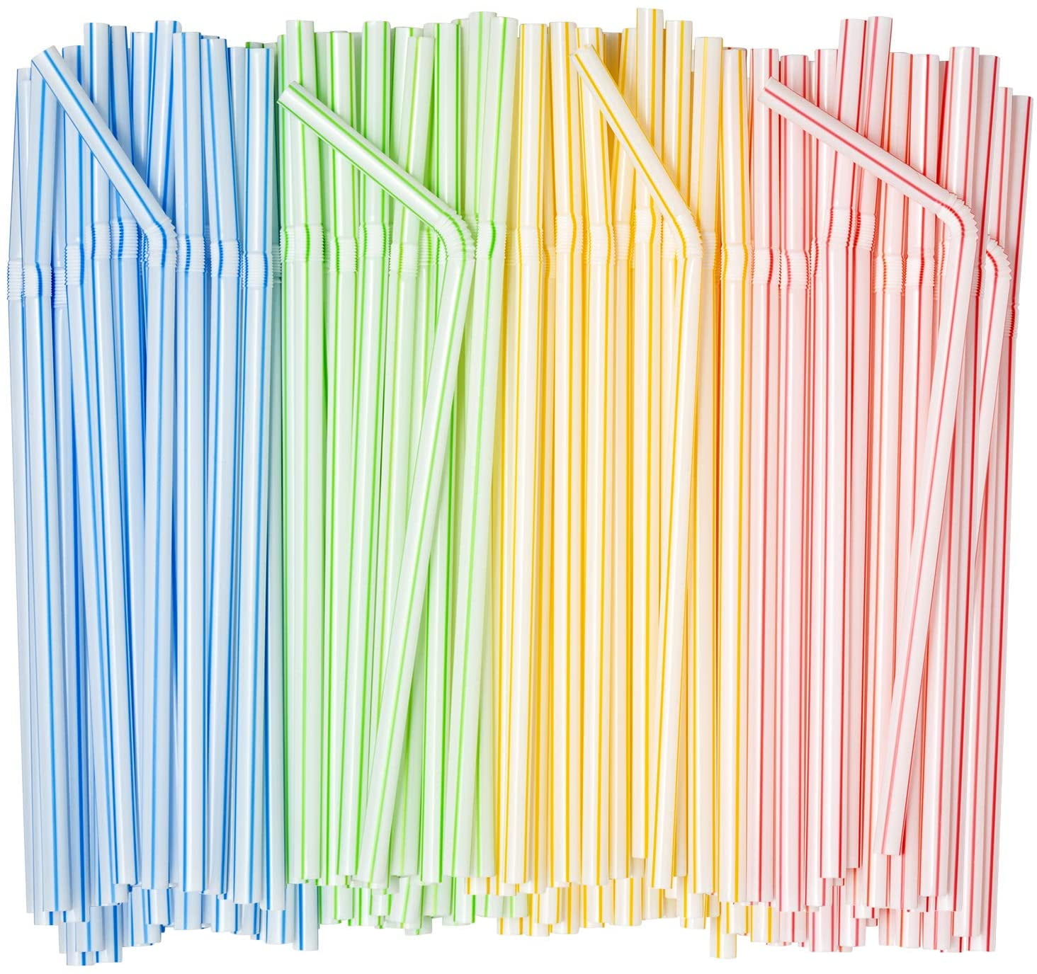 [400 Pack] 7.75" High Flexible Plastic Straws, Disposable Drinking ...