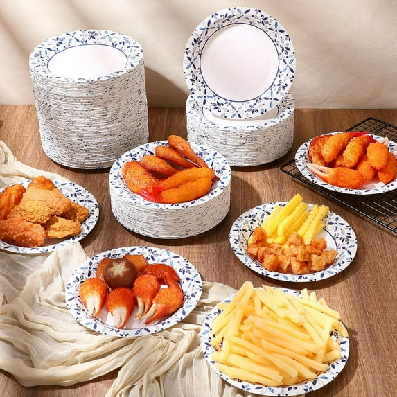 400 Pack 7 Inch Disposable Paper Plates for Everyday Use Soak Proof ...