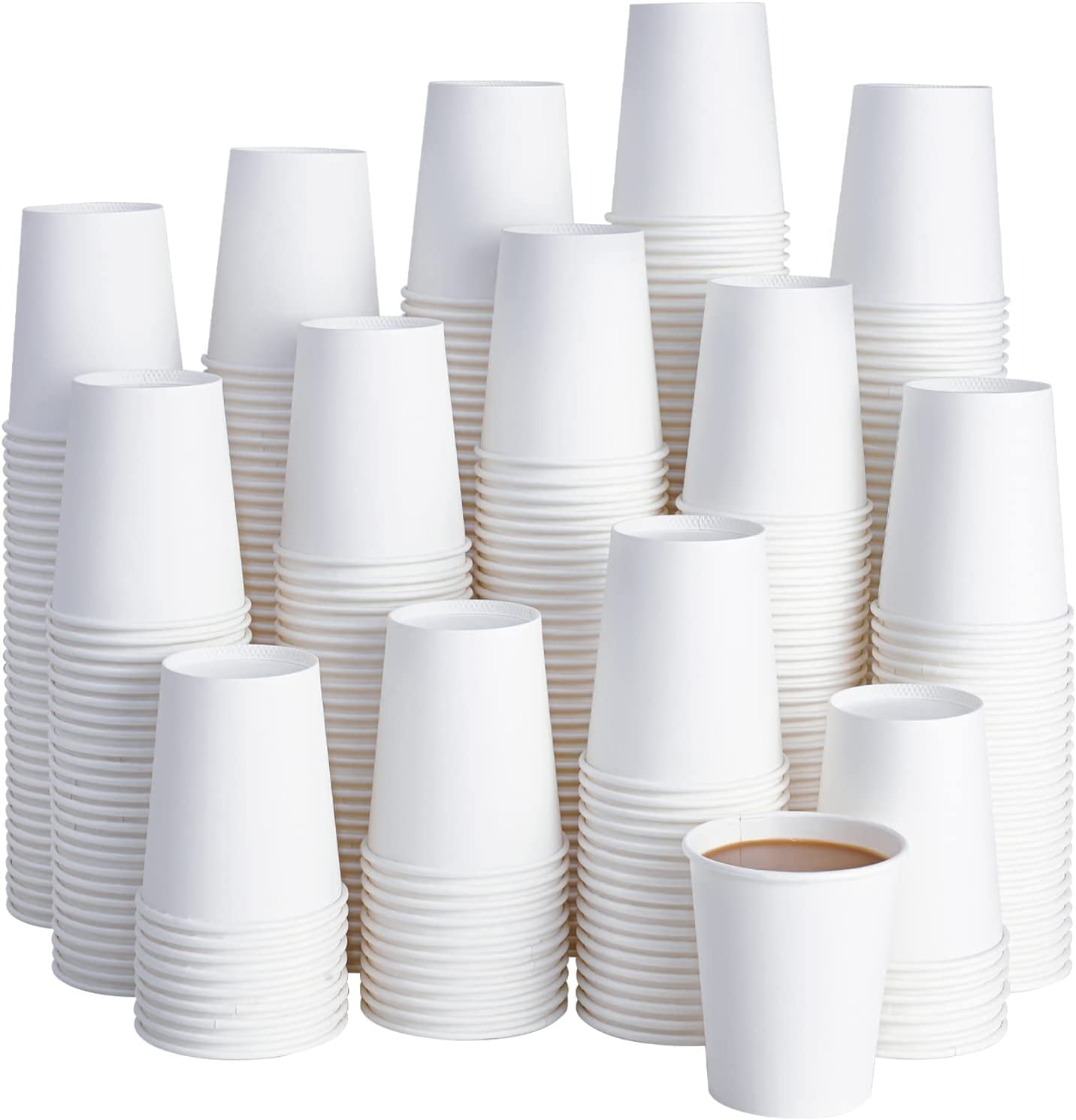 400 Pack 8 oz Disposable Paper Coffee Cups, White Paper Hot Coffee Cups ...