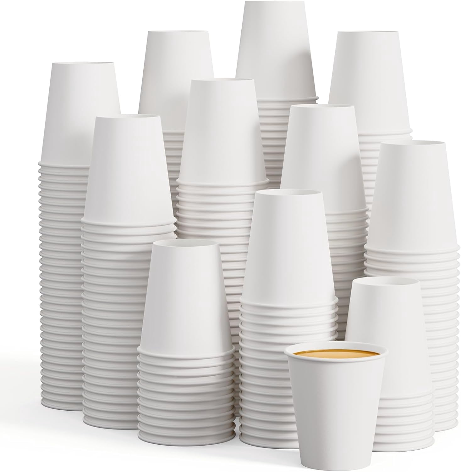 400 Pack 8 oz Disposable Paper Coffee Cups, White Paper Hot Coffee Cups ...