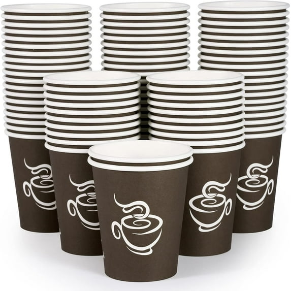 400 Pack 8 oz Paper Cups, Brown Disposable Hot Coffee Cups for Party ...
