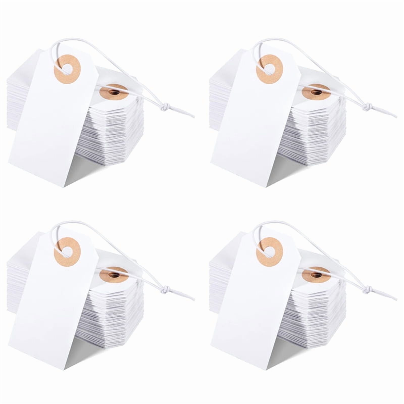 400 Pack Blank Tags with Elastic String Marking Hang Attached ...