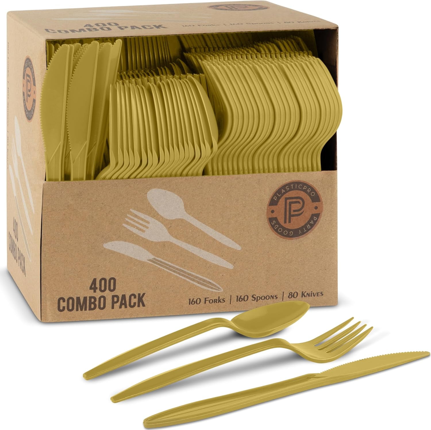 400 Pack Disposable Plastic Utensils Assorted Colored Cutlery Combo Set ...