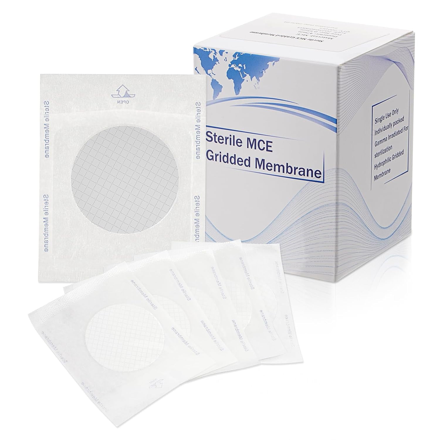 400 Pack MCE Gridded Membrane Filter, 47 mm 0.45μm Sterile Individual ...